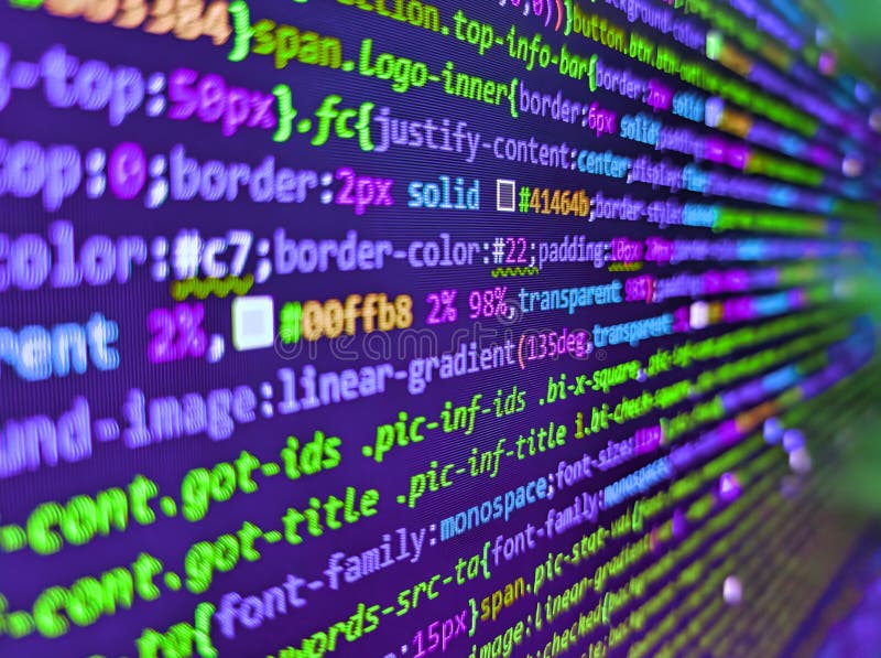 Internet App Development and Design. Lots of Digits on the Computer ...