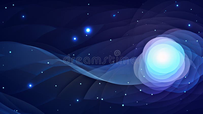An Abstract Space Background with a Bright Blue Sphere in the Center ...