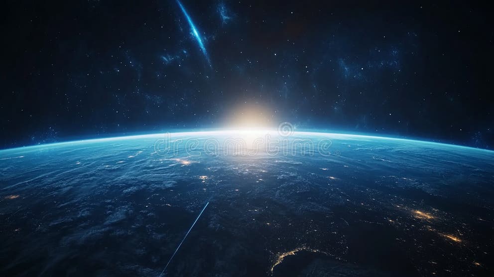 Stunning Earthrise Space Sunrise View Amazing Planet Blue Ocean Night ...