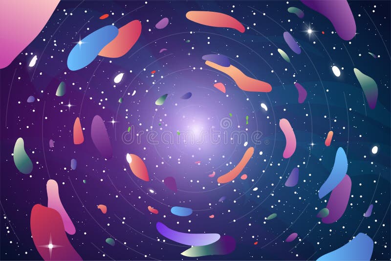 Abstract Space Background with Gradient Circles and Stars Stock Vector ...