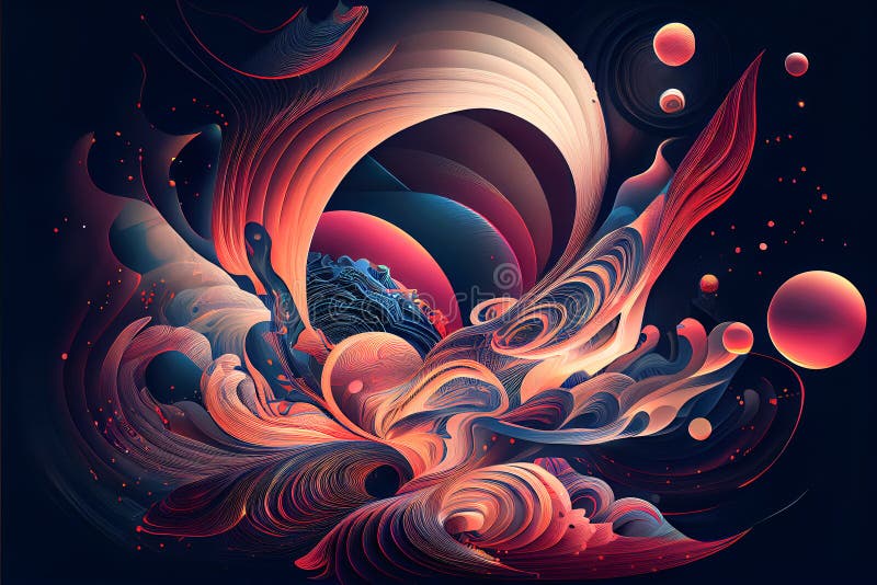Abstract Space Background with Planets and Outer Space Drawing ...