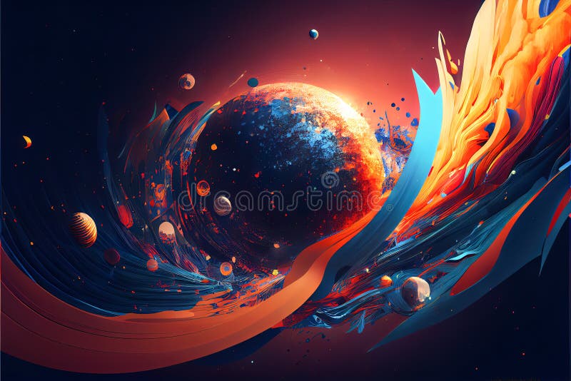 Abstract Space Background with Planets and Outer Space Drawing ... Abstract Space Background with Planets and Outer Space Drawing ...