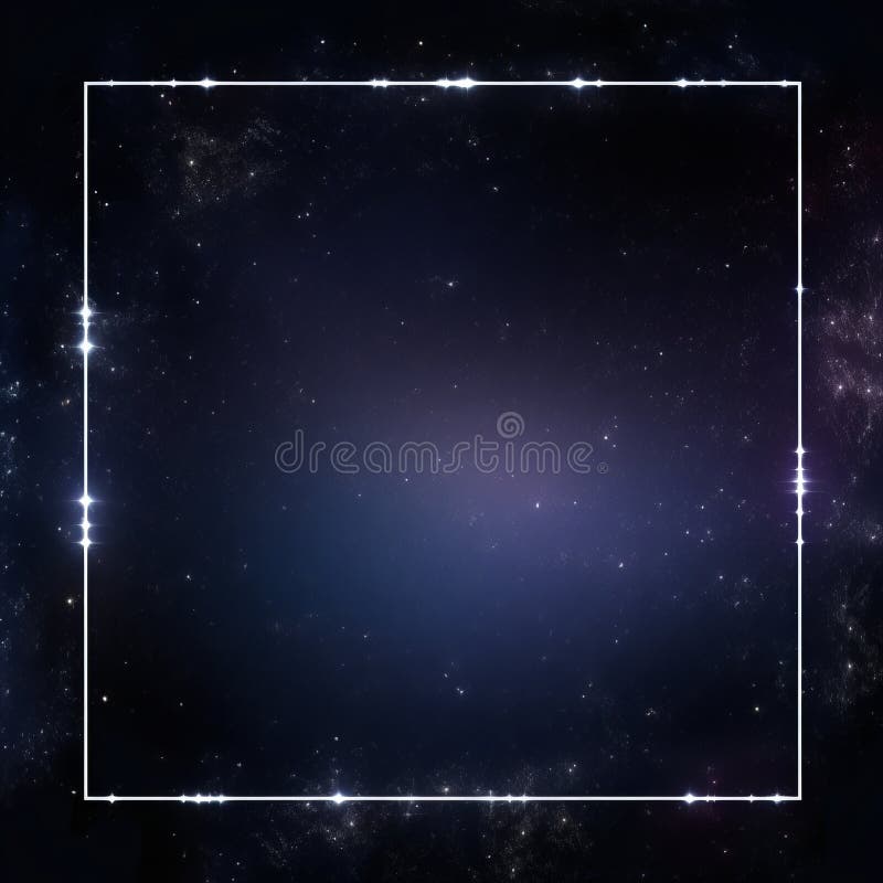 An Abstract Space Background with a Square Frame and Stars Stock ...