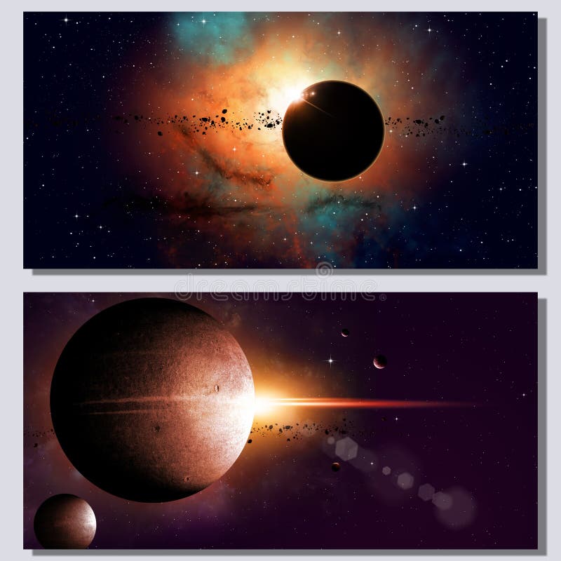 Abstract Space Banners stock illustration. Illustration of eclipse ...