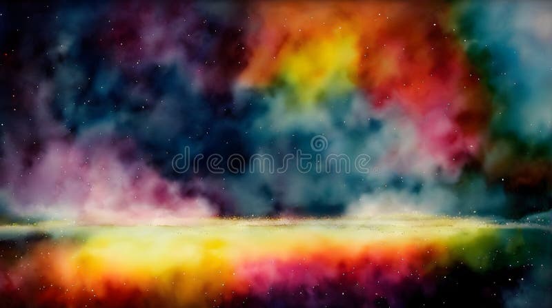 Abstract Space, Blurred Multicolored Paints, Starry Sky. Background ...