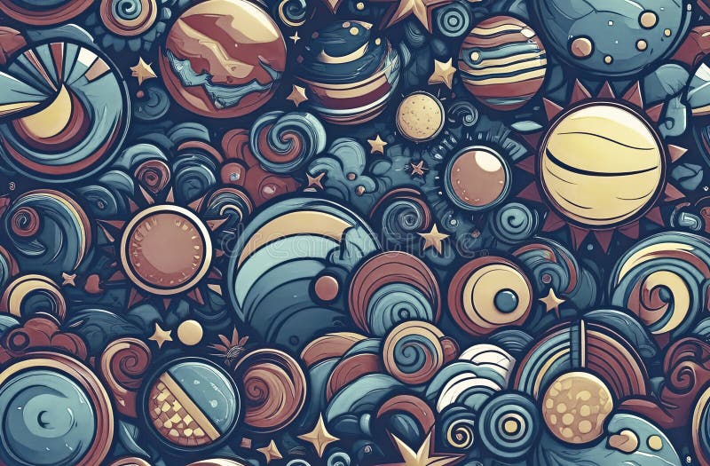 Abstract Space Comic Characters Elements and Shapes Bright Colors ...