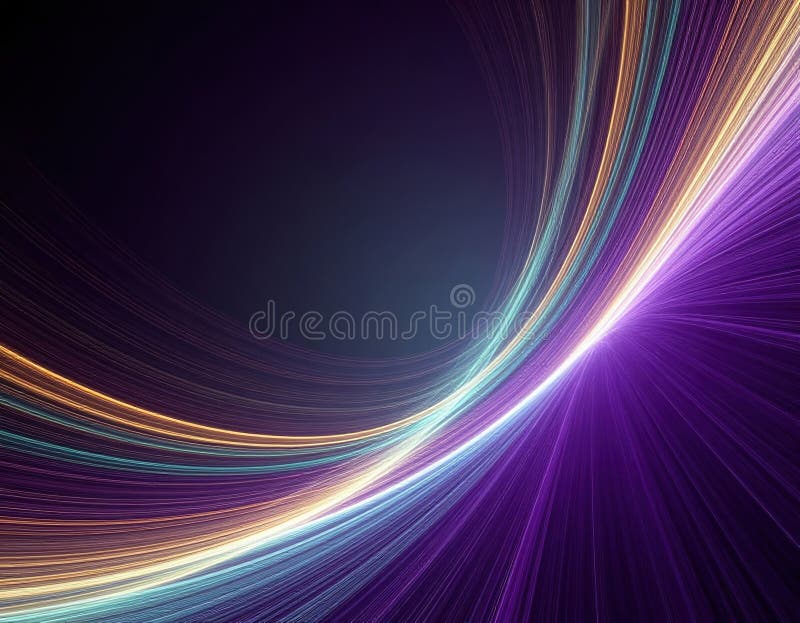 Abstract Space Distorted by Intense Glowing Curves. Stock Image - Image ...