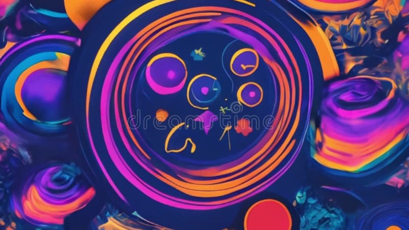 Abstract Space Doodle Pattern Neon Light Background, Motion Stock Video ...