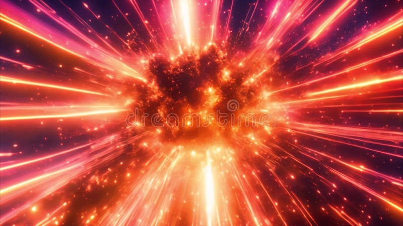Abstract Space Explosion, a Digital Rendering of a Glowing Cosmic ...