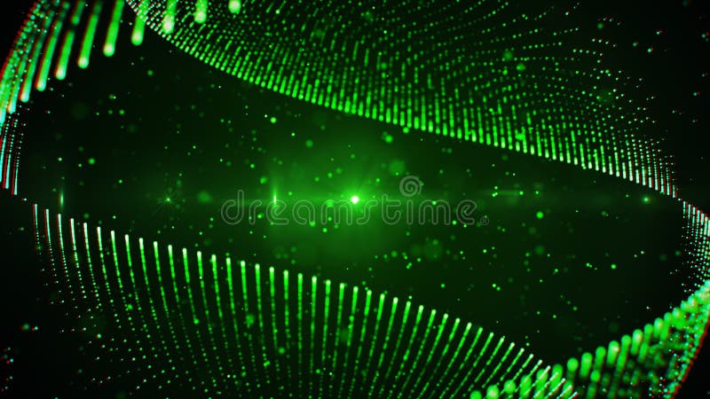 Abstract Space Green Shiny Blurry Focus Swirl Wave Pattern Dots Lines ...