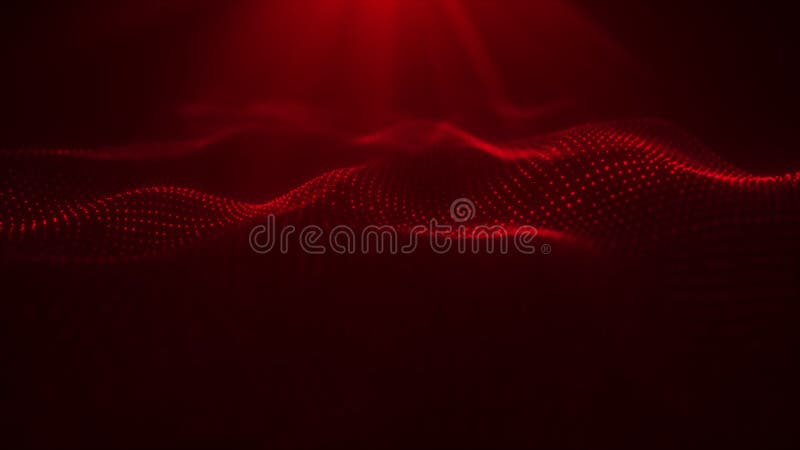 Abstract Space Sci-fi Bright Glowing Waves with Red Color Particles ...