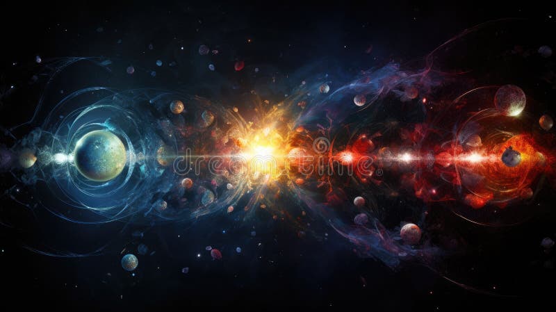 Abstract Space Stars Nebula and Galaxy. Big Bang Quantum Physics ...