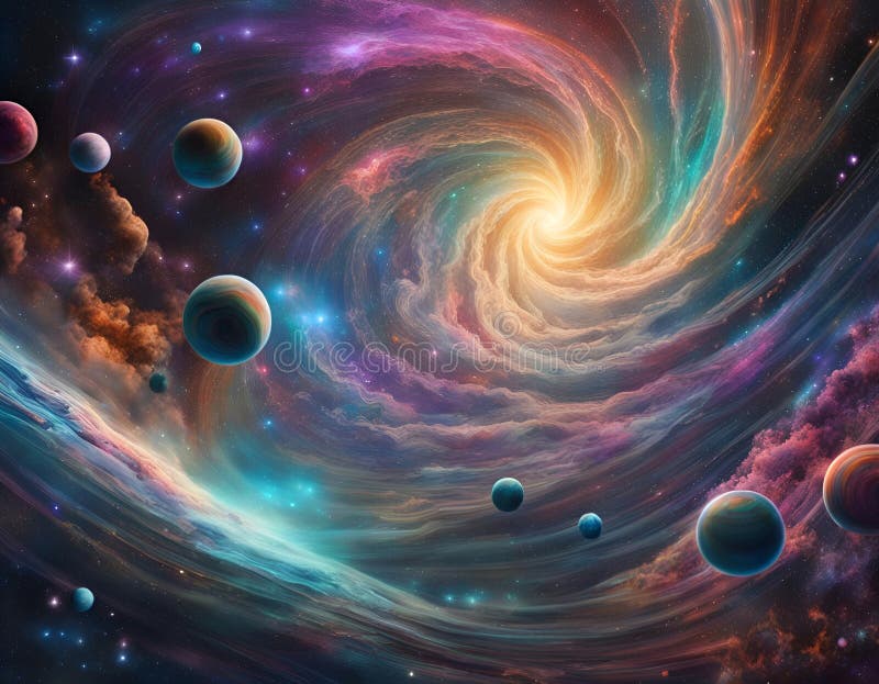Abstract Space Wallpaper with Colourful Planets in the Outer Space ...