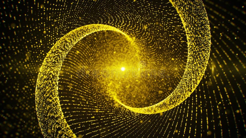 Abstract Space Yellow Shiny Blurry Focus Concentric Twisted Spiral Dots ...