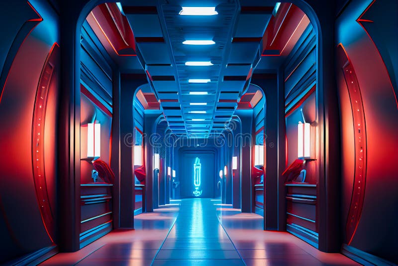 Abstract Spaceship Interior. Generative AI Stock Illustration ...