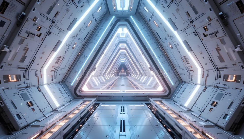 Abstract Spaceship Passage: Illuminated Geometric Pathway To the Future ...