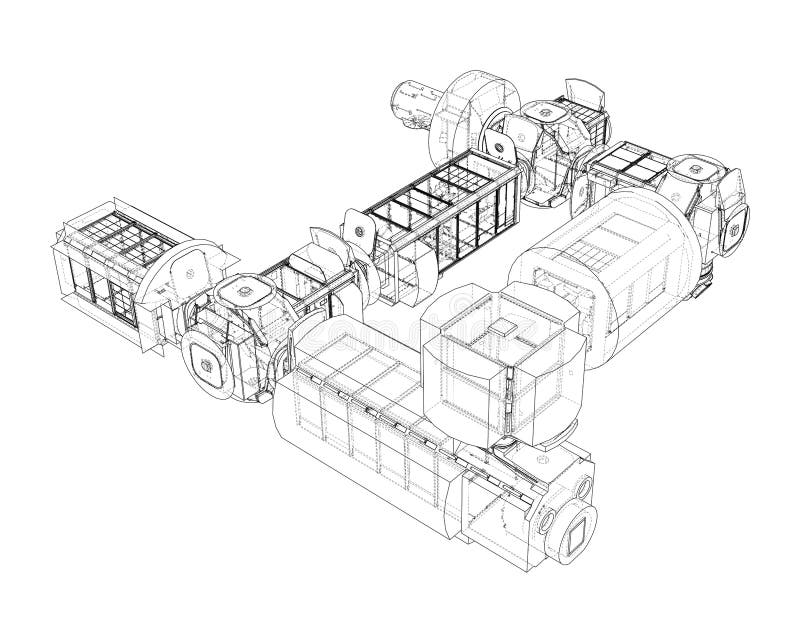 Abstract Spaceship or Space Station Stock Illustration - Illustration ...