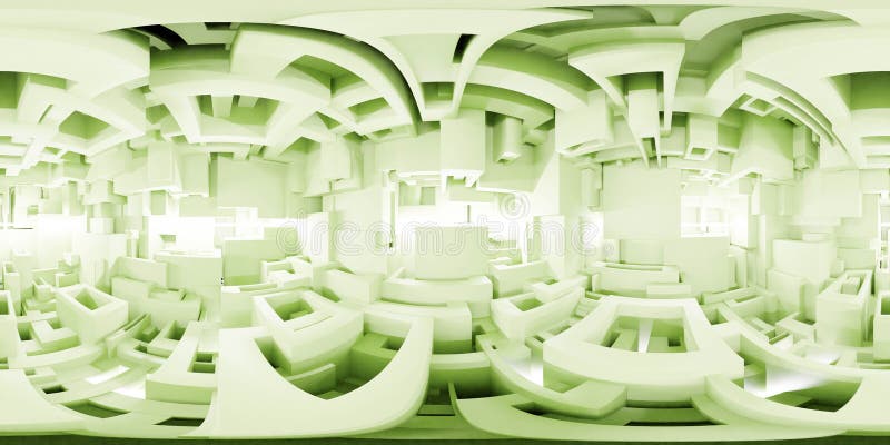 Abstract Spacious Room Filled with Geometric Shapes 360 Panorama Vr ...