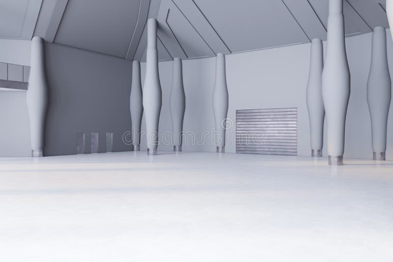 Abstract Spacious Round Concrete Interior. Architecture and Building ...