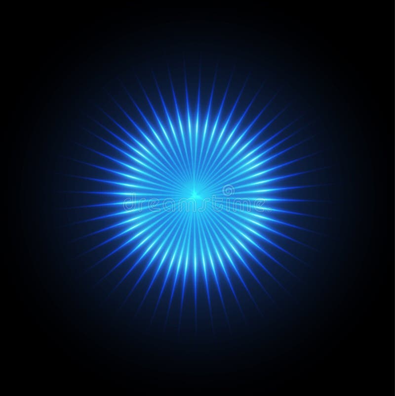 Abstract Spark and Flow Light Blue Isolate on Black Background, Vector ...