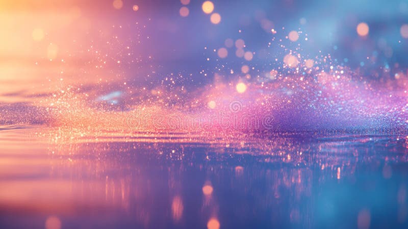 Abstract Sparkle Background with Water Reflections and Bokeh Lights ...