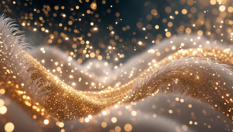 Abstract Sparkling Golden Background with Shimmering Lights and Glowing ...