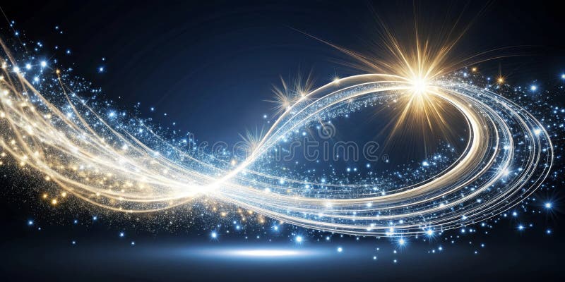 Abstract Sparkling Light Trails and Glowing Stars Background ...