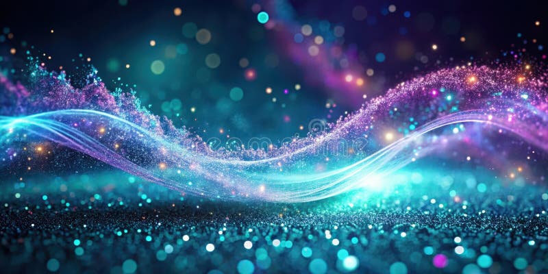 Abstract Sparkling Wave Background with Shimmering Lights and Glowing ...