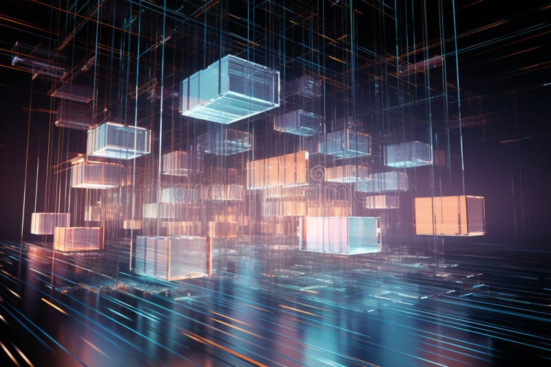 Abstract Spatial Design 3D Rendering Showcases Cube and Grid Stock ...