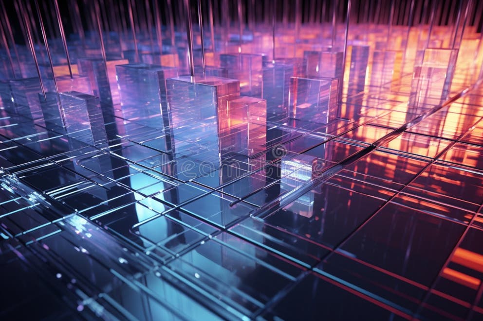 Abstract Spatial Design 3D Rendering Showcases Cube and Grid Stock ...