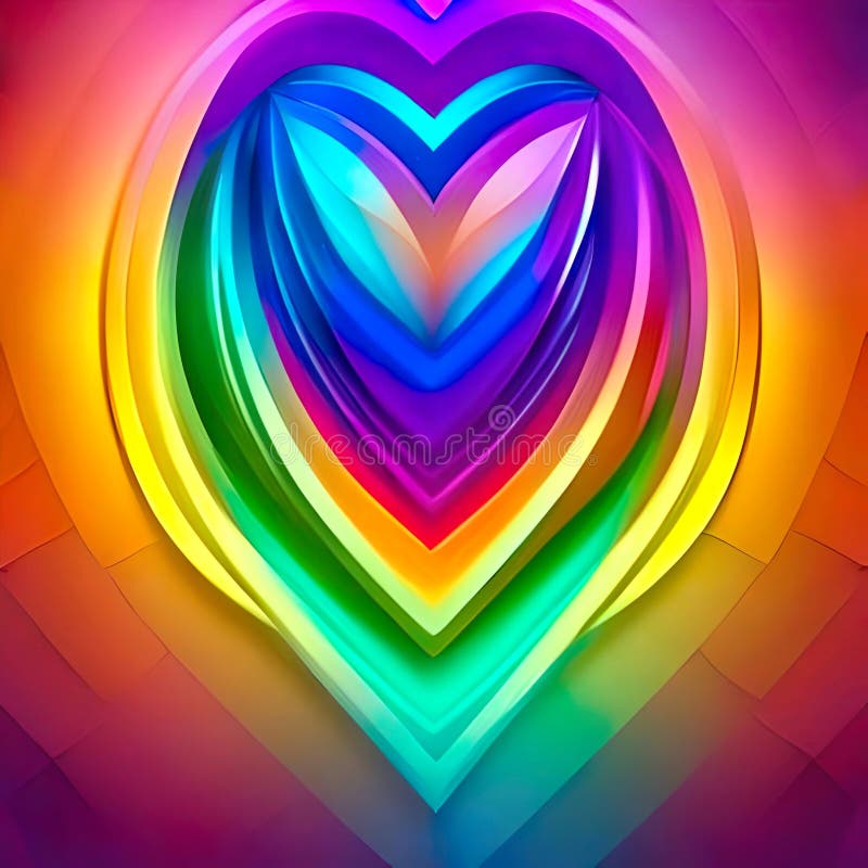 Abstract Spectrum 3d Layers of Multiple Hearts Stock Illustration ...