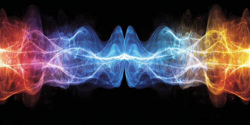 Abstract a Spectrum of Glowing, Colorful Waves of Energy Clash on a ...