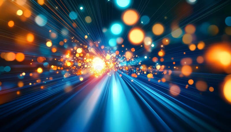 Abstract Speed of Light with Bokeh Effect, Teal and Orange Color ...