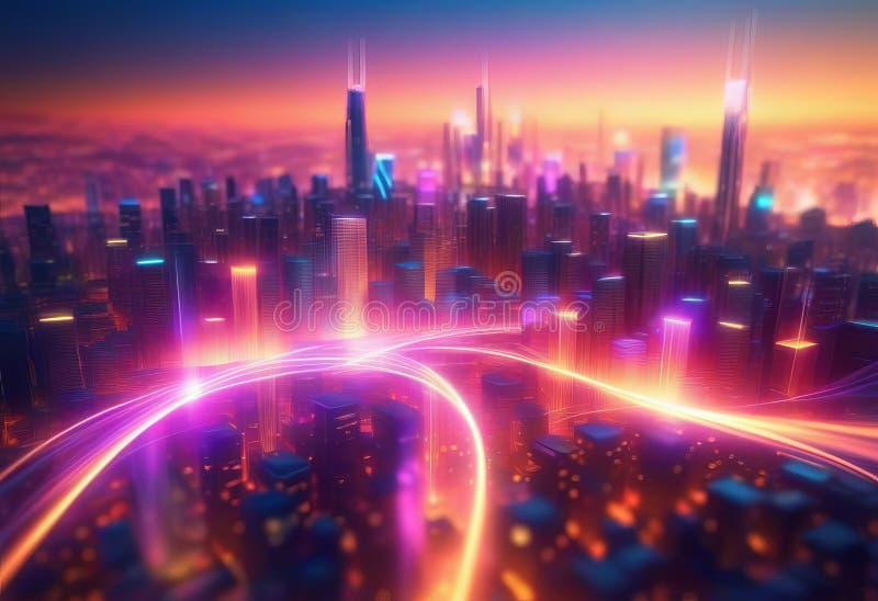 Abstract Speed Light Flow through the City with Gradient Stock ...