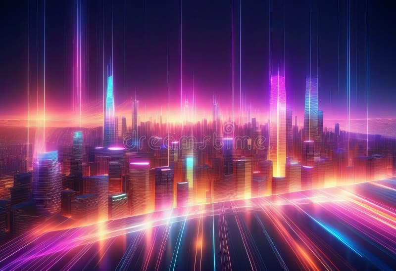 Abstract Speed Light Flow through the City with Gradient Stock ...