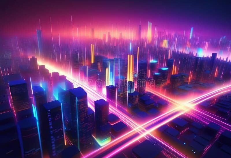 Abstract Speed Light Flow through the City with Gradient Stock ...