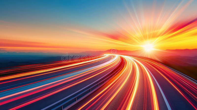 Abstract Speed Motion Capture of a Blue Highway Road Stock Illustration ...