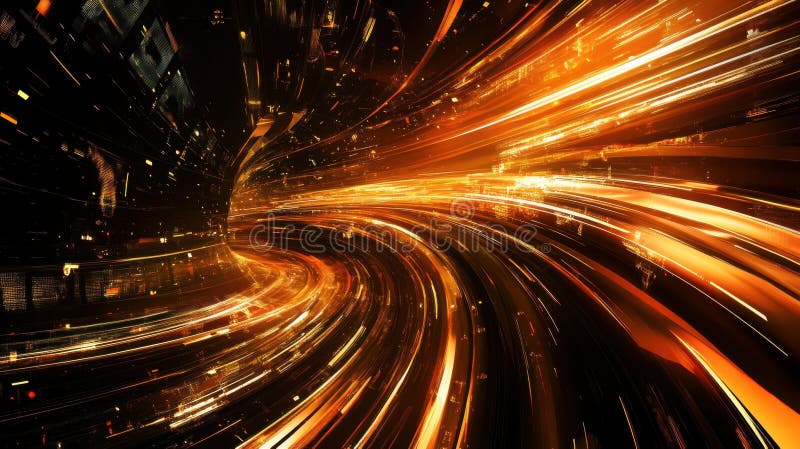 Abstract Speed Motion in the City at Night. 3d Rendering Stock ...