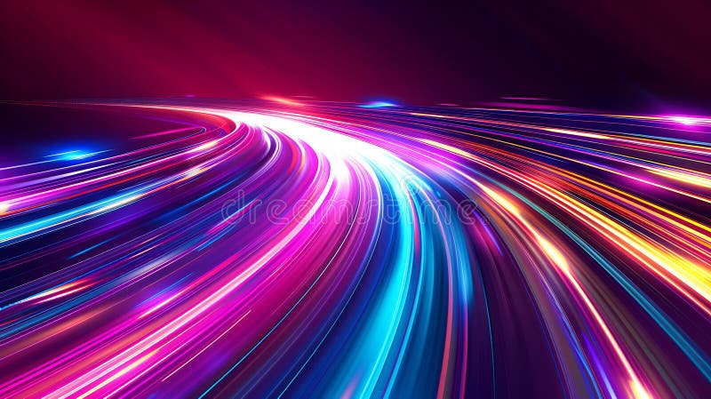 Abstract Speed Motion on a Dark Background, Neon Light, Vector ...