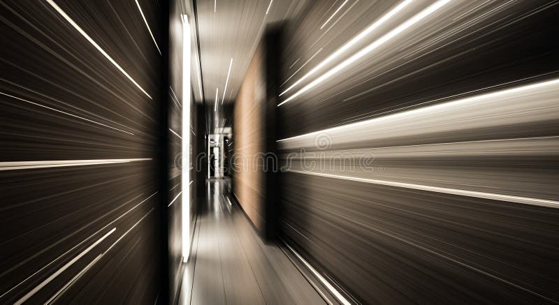 Abstract Speed Motion in Modern Interior Corridor with Light Streaks ...