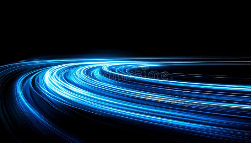 Abstract Speed Trails, Blue Light Streaks on Dark Background, Dynamic ...