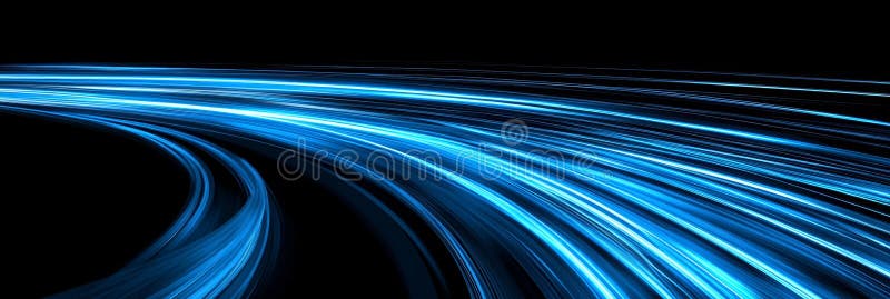 Abstract Speed Trails of Blue Light Streaks on a Dark Background ...
