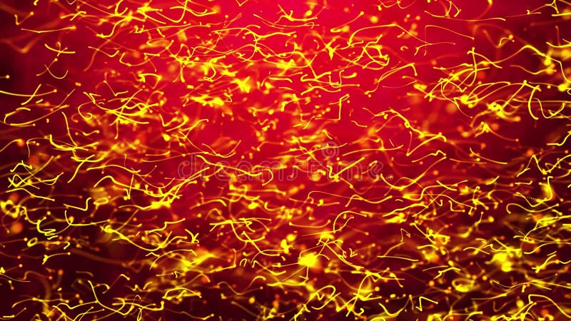Abstract Sperm Swimming Animated Yellow Light Particles on Red ...