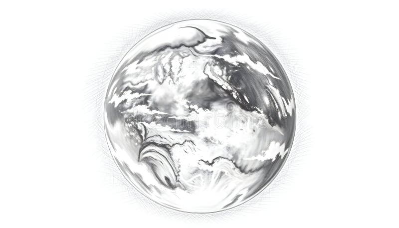 Abstract Sphere Art Rendering with Cloudy Texture on White Background ...