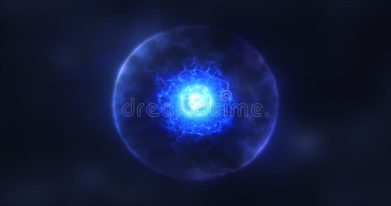 Abstract Sphere Atom with Electrons Glowing Bright Particles and Energy ...