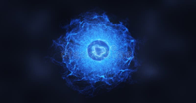 Abstract Sphere Atom with Electrons Flying Glowing Yellow Bright ...