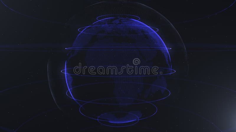 Abstract Sphere. Connected Navy Blue Dots with Lines. Globalization ...