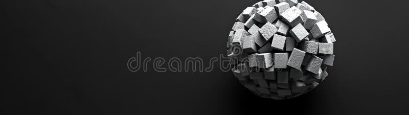 ABSTRACT SPHERE of CUBES on BLACK BACKGROUND Stock Illustration ...