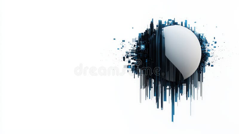 Abstract Sphere with Digital Glitch Effect Stock Illustration ...