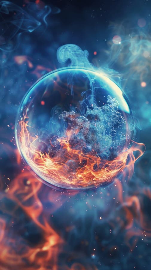 Abstract Sphere of Fire and Smoke Stock Illustration - Illustration of ...